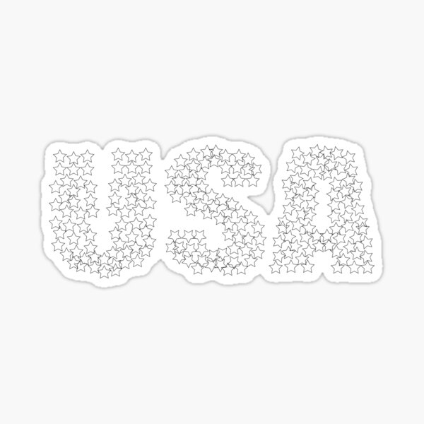 "USA lettering made of transparent stars with black outline." Sticker ...