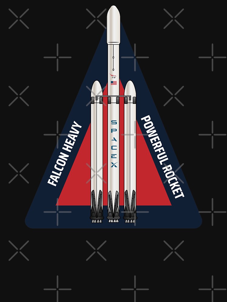 "Falcon Heavy" T-shirt for Sale by MartianCloset | Redbubble | spacex t ...