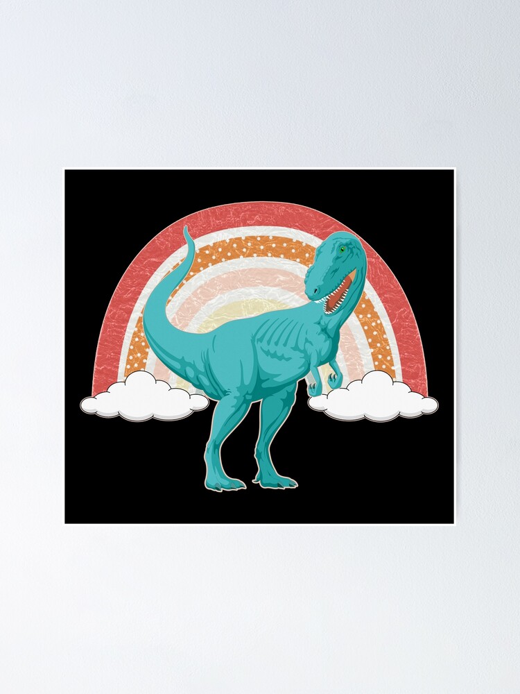 "Rainbow T Rex Dinosaur" Poster for Sale by franktact | Redbubble