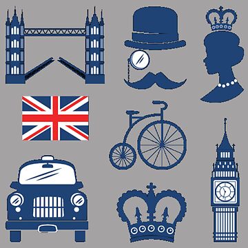 "London city British icons - Travel London Navy Blue" Sticker for Sale ...