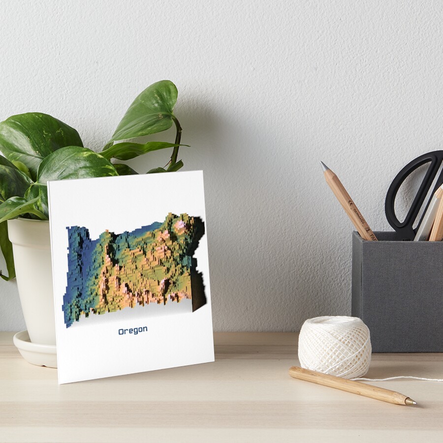 "Oregon Elevation Tiles - Digitally Rendered Map" Art Board Print by ...