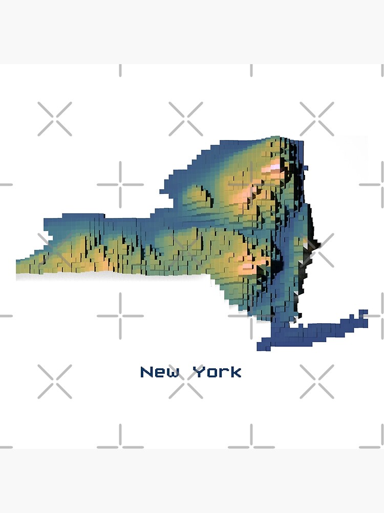 "New York Elevation Tiles - Digitally Rendered Map" Poster for Sale by ...