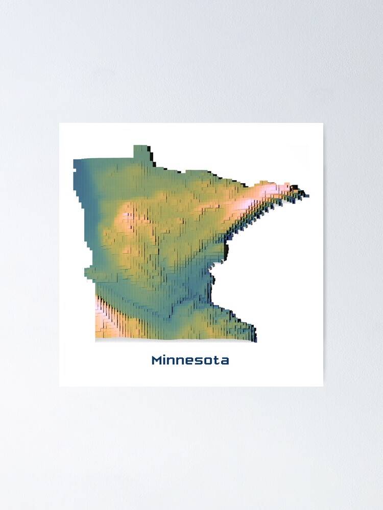 "Minnesota Elevation Tiles - Digitally Rendered Map" Poster for Sale by ...