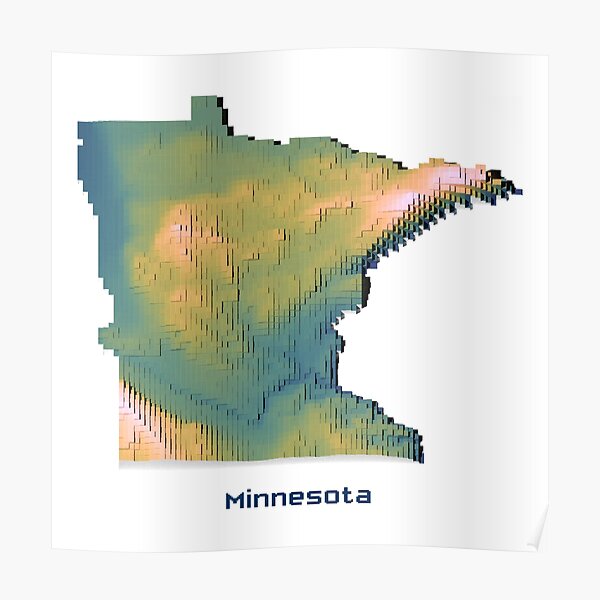 "Minnesota Elevation Tiles - Digitally Rendered Map" Poster for Sale by ...