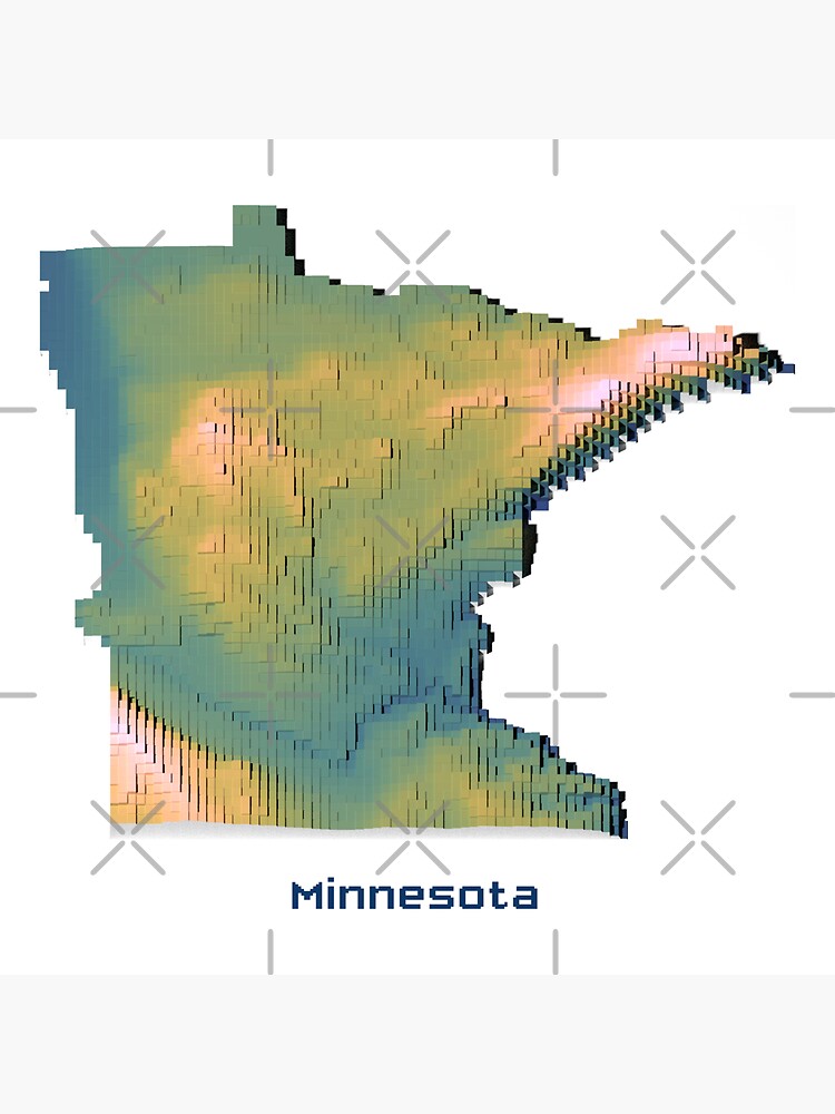 "Minnesota Elevation Tiles - Digitally Rendered Map" Sticker for Sale ...