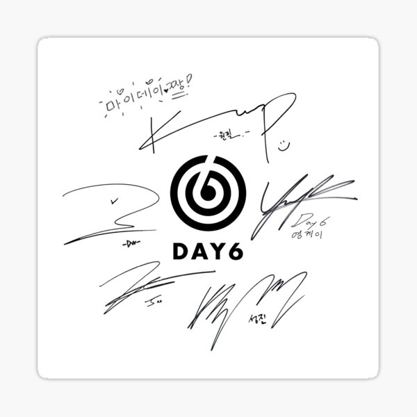 "Day6 - Logo with Signatures (white)" Sticker for Sale by joyahatim ...