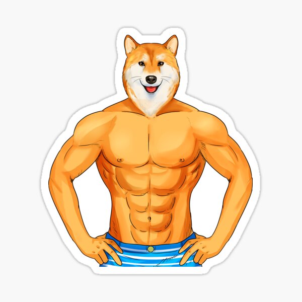 "Shiba Inu - Buff and Ripped Art Board Print" Sticker for Sale by ...