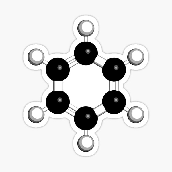 "Benzene aromatic hydrocarbon molecule" Sticker for Sale by molekuul ...