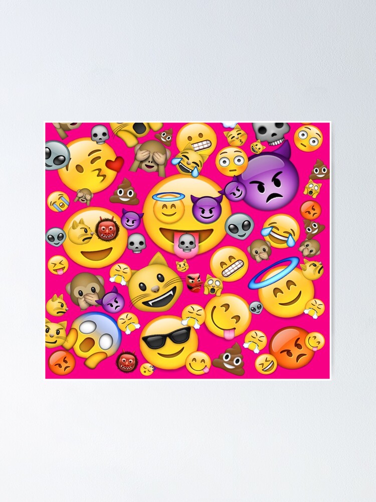 "Hot Pink Emoji All Over Print " Poster by OCDesigns2 | Redbubble