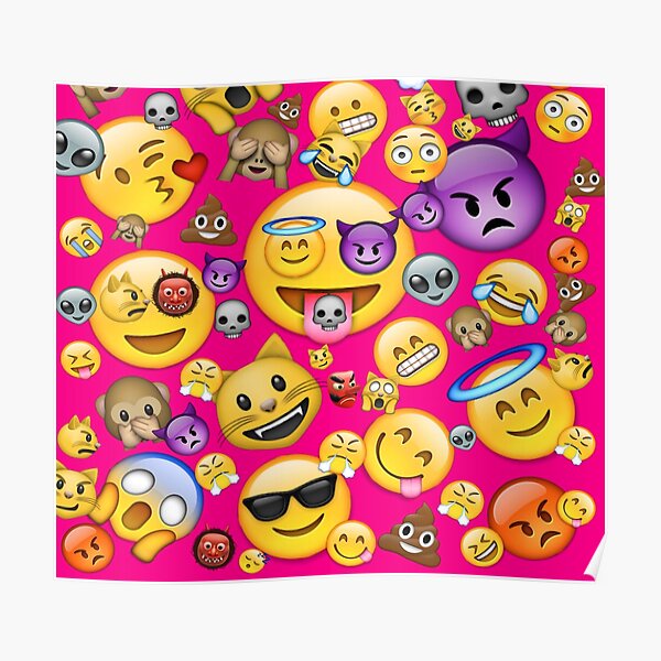 "Hot Pink Emoji All Over Print " Poster by OCDesigns2 | Redbubble