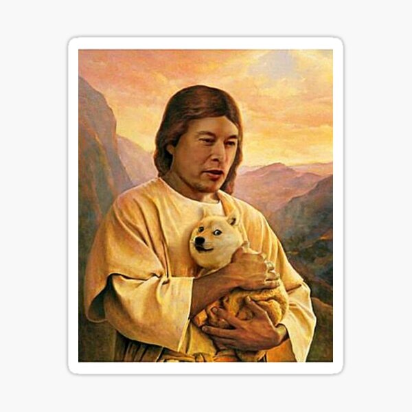 "Elon holding Dogecoin ||" Sticker by MaskyMoronic | Redbubble