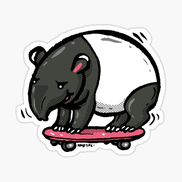 "Fat tapir playing surf skate" Sticker for Sale by nokhookdesign ...