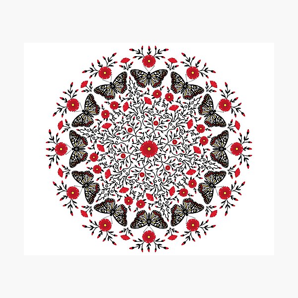 Red Butterfly Mandala Wall Art for Sale | Redbubble