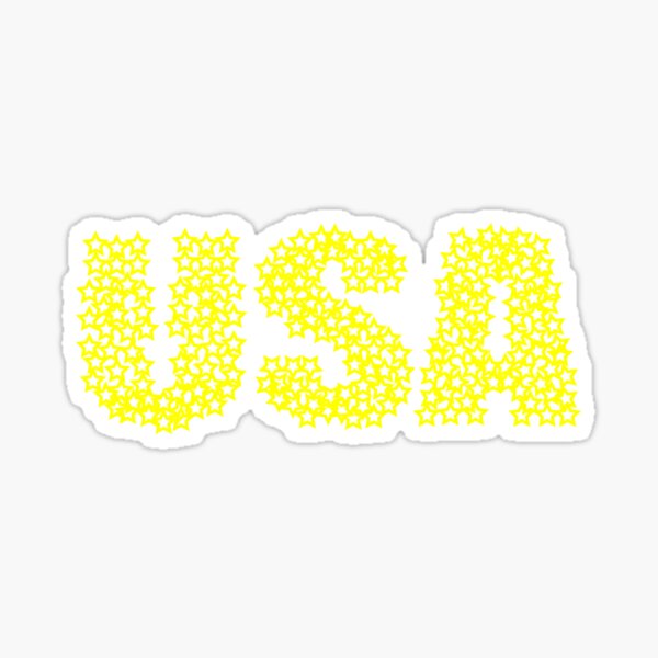 "USA lettering made of transparent stars with yellow outline." Sticker ...