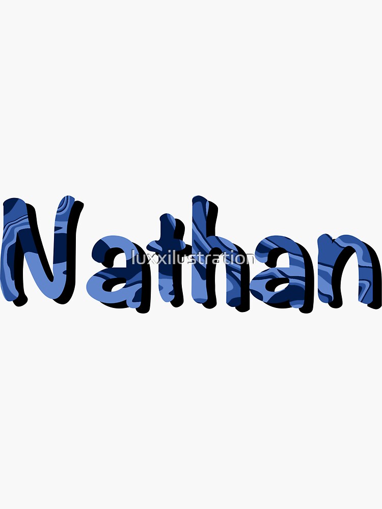 "illustation first name Nathan blue" Sticker for Sale by ...