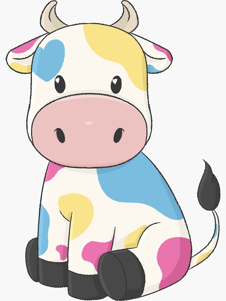 "Pansexual Cow Cartoon Cute LGBT Pride Flag" Sticker for Sale by ...