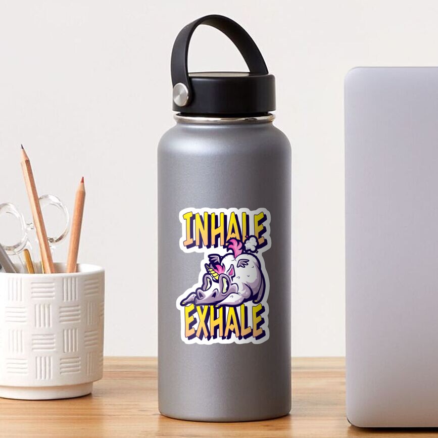 "Inhale Exhale Funny Unicorn Yoga Fart Spiritual Yogi Pony" Sticker by ...