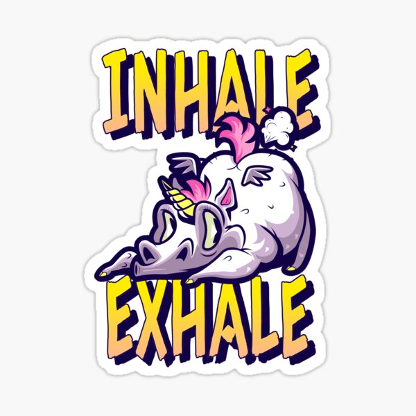 "Inhale Exhale Funny Unicorn Yoga Fart Spiritual Yogi Pony" Sticker by ...