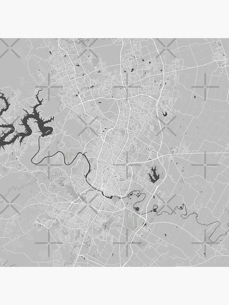 "Austin minimalistic map monochrome gray" Photographic Print by ...