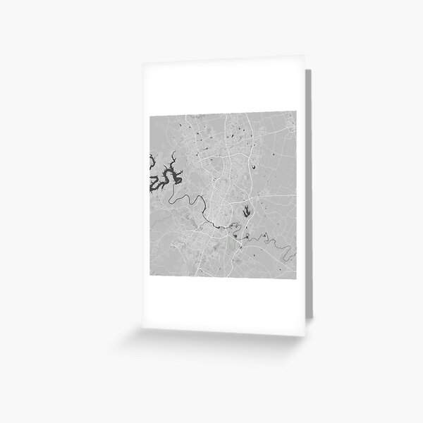 "Austin minimalistic map monochrome gray" Greeting Card for Sale by ...