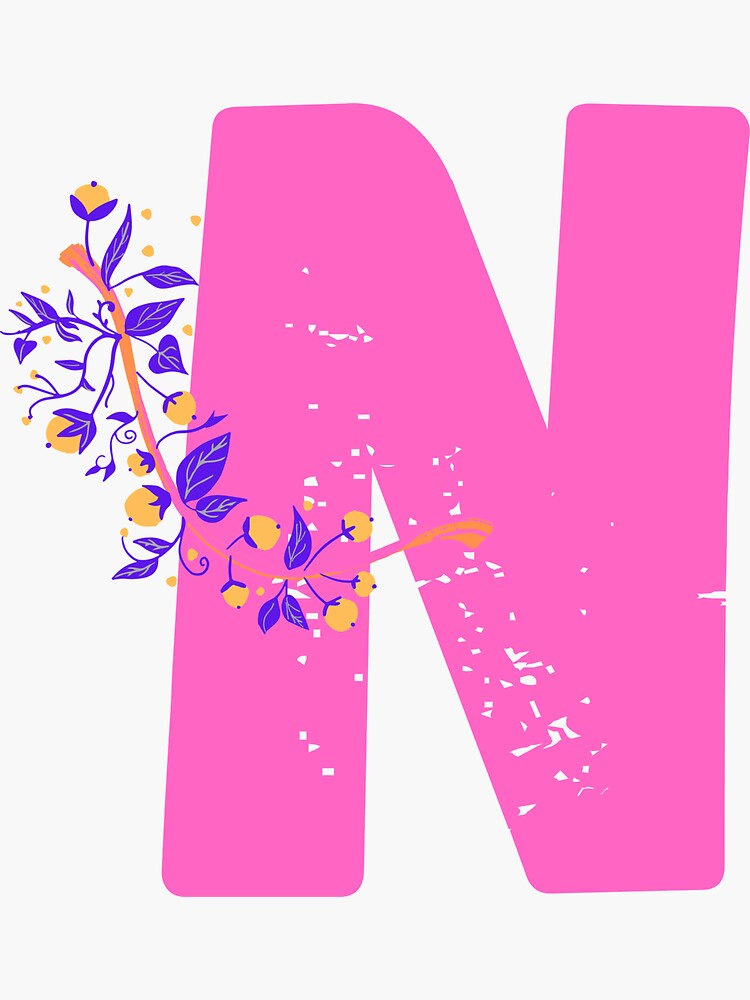 "Letter N Pink Design" Sticker by LiteFeather1 | Redbubble