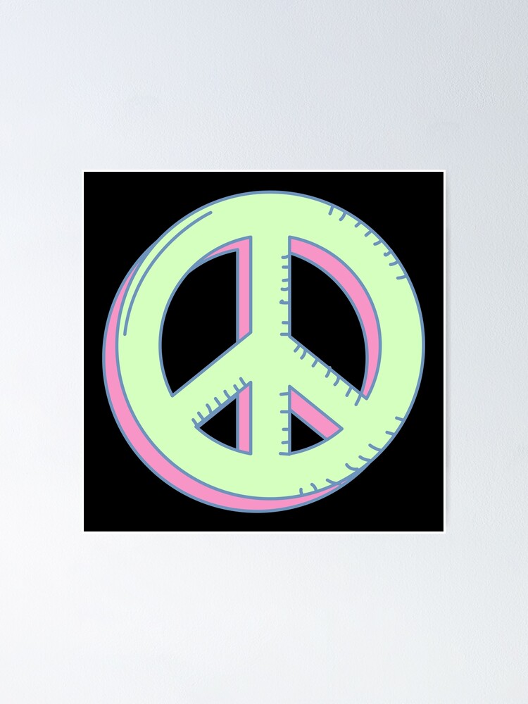 "Peace Sign, Cyber Pastel Goth Aesthetic in Green, Pink, Blue " Poster ...