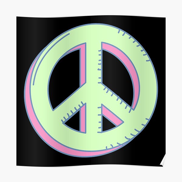 "Peace Sign, Cyber Pastel Goth Aesthetic in Green, Pink, Blue " Poster ...
