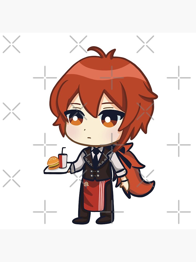 Poster « Genshin Impact KFC Diluc Chibi », par PeachSkyStudio | Redbubble