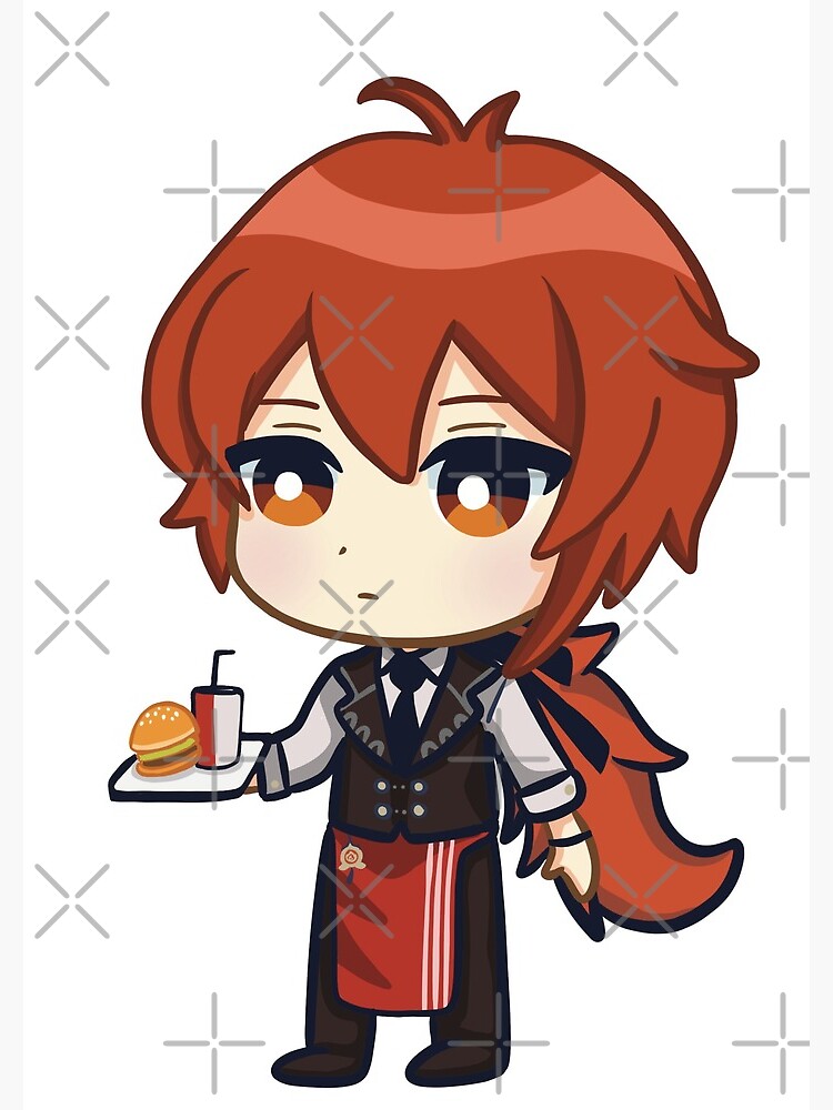 "Genshin Impact KFC Diluc Chibi" Spiral Notebook by PeachSkyStudio ...