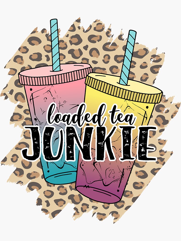"Loaded Tea Junkie Leopard" Sticker for Sale by tammerazorsail | Redbubble