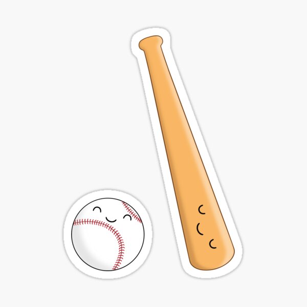 "Cute Baseball and Baseball Bat" Sticker by BaconPancakes21 | Redbubble