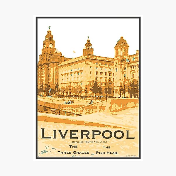"Old Posters of Liverpool - The Three Graces" Photographic Print by ...