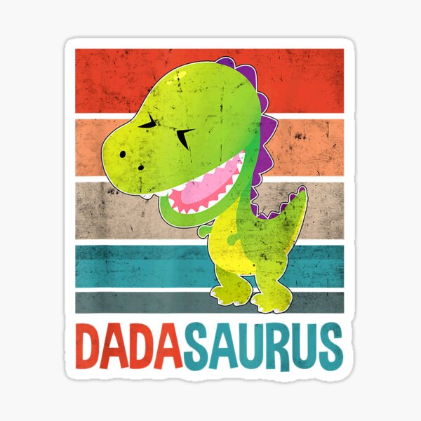 "Mens Retro Cute Vintage Dadasaurus Dad T Rex Daddy Saurus" Sticker for ...