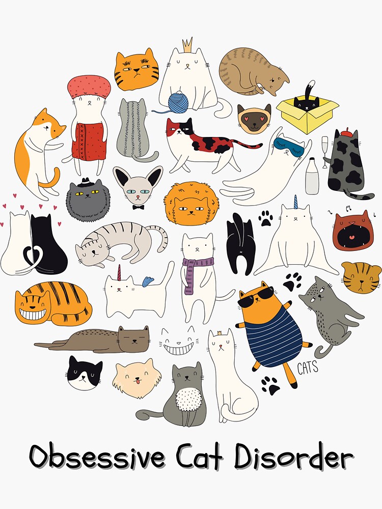 "OCD Obsessive Cat Disorder " Sticker for Sale by oneamazingpet | Redbubble