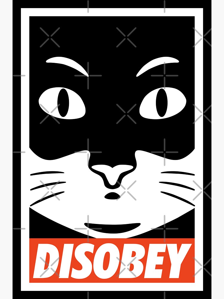 "Disobey cat" Sticker by gabrielpastor | Redbubble