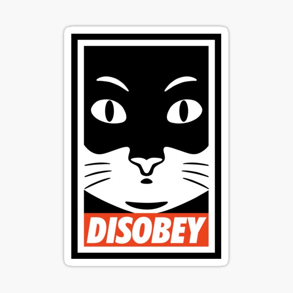 "Disobey cat" Sticker by gabrielpastor | Redbubble