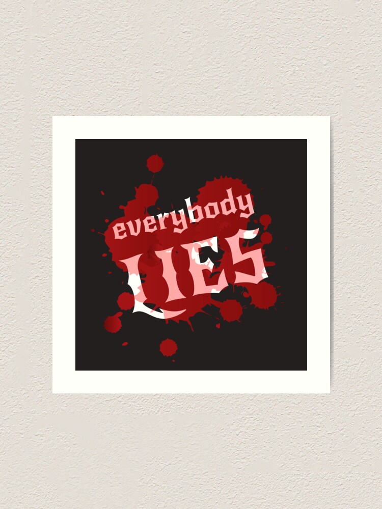 Lámina artística «Todos mienten. Manchas de sangre y letras blancas ...