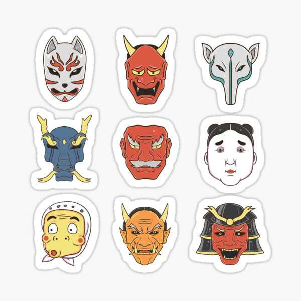 "Japanese Traditional Mask Set " Sticker for Sale by WorldCulture ...