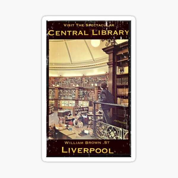 "Old Posters of Liverpool - Central Library" Sticker by ArtMono | Redbubble