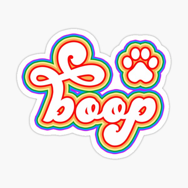 "Boop Retro Rainbow with dog or cat paw print" Sticker for Sale by ...