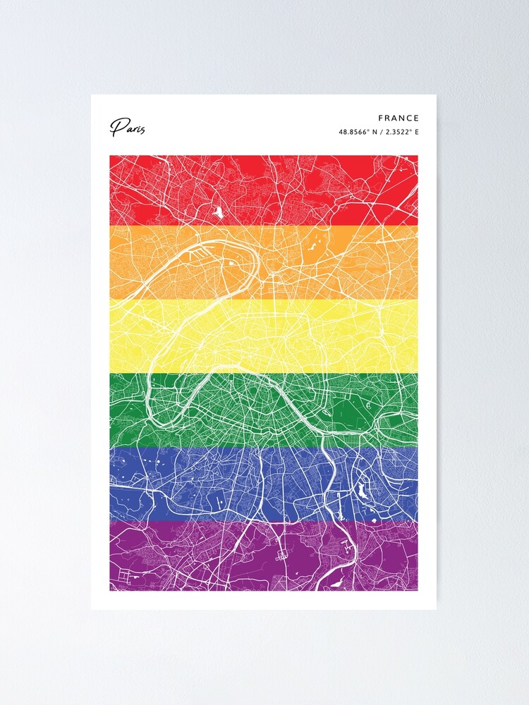 "Paris LGBT Rainbow Pride city map, parade gay, lesbian, transgender ...