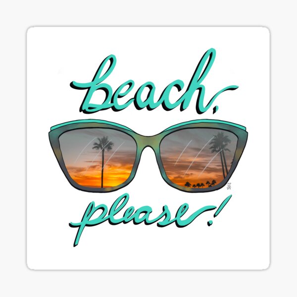 "Beach, please!" Sticker by RamblngFlamngo | Redbubble