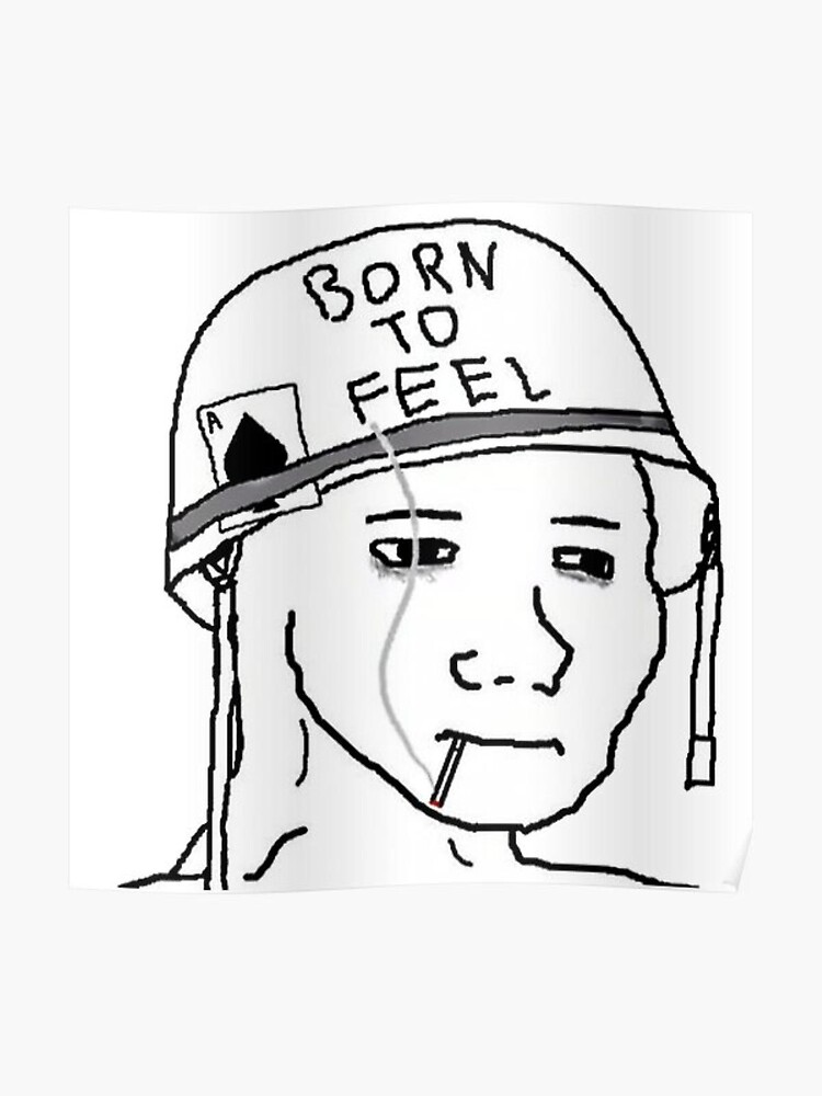 "Wojak "Born to feel"" Sticker for Sale by jshuang | Redbubble