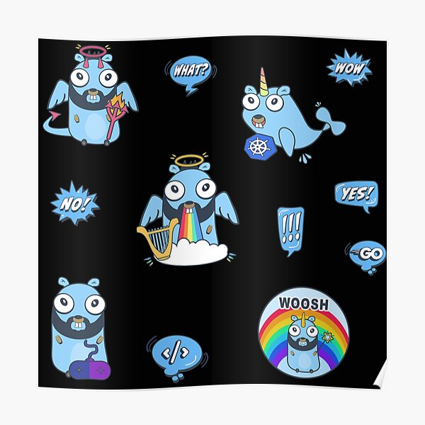 "Golang gopher ghost and kubernetes set" Poster by karinkasvit | Redbubble