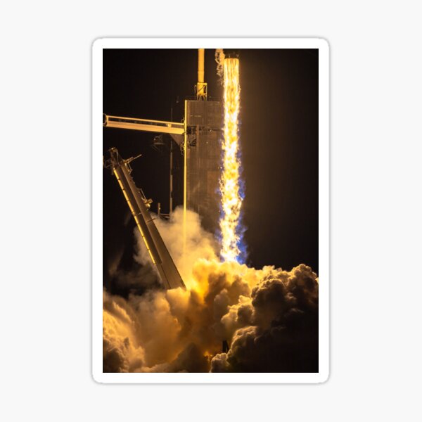 "Crew 2 Falcon 9 Engine Shot" Sticker for Sale by kraftkirby | Redbubble