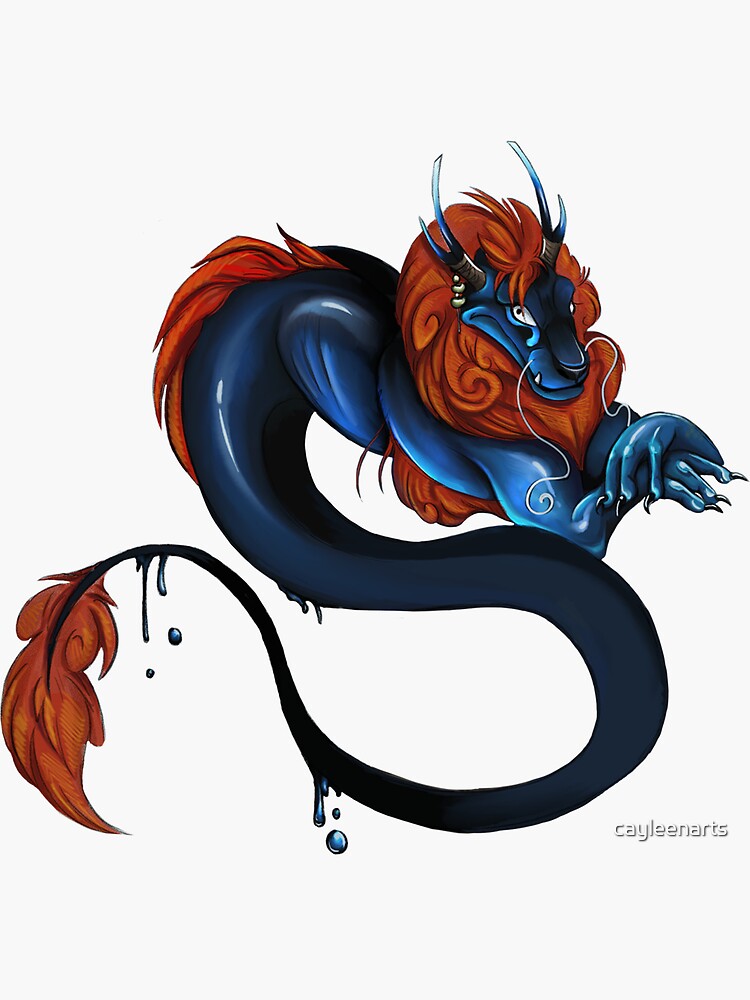 "Maned Ink Dragon" Sticker for Sale by cayleenarts | Redbubble