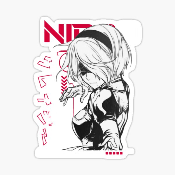 "nier automata 2B Tshirt mask" Sticker for Sale by GunnerKertzmann ...