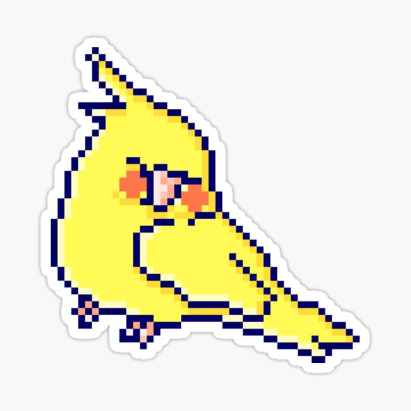 "Pixel lutino cockatiel" Sticker by phatbird | Redbubble