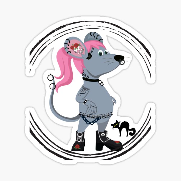 "Cute Gothic Inked Rat with nose and ear rings." Sticker for Sale by ...