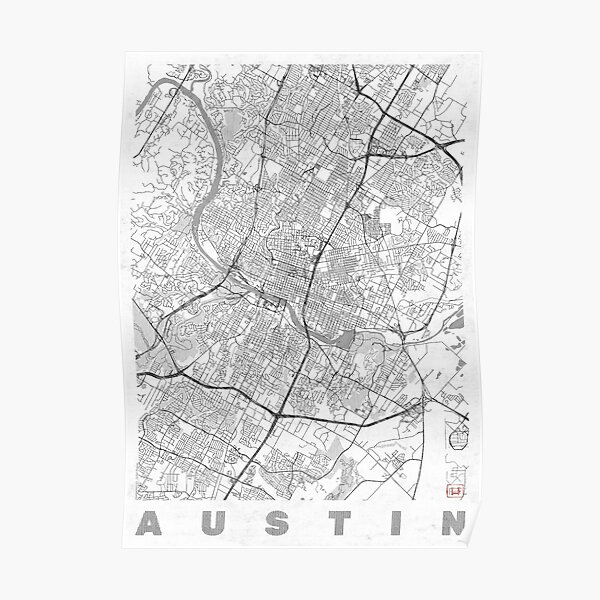"Austin Map Line" Poster for Sale by HubertRoguski | Redbubble